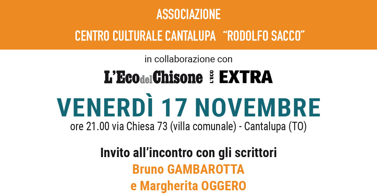 A Cantalupa un incontro con Bruno Gambarotta e Margherita Oggiero ...